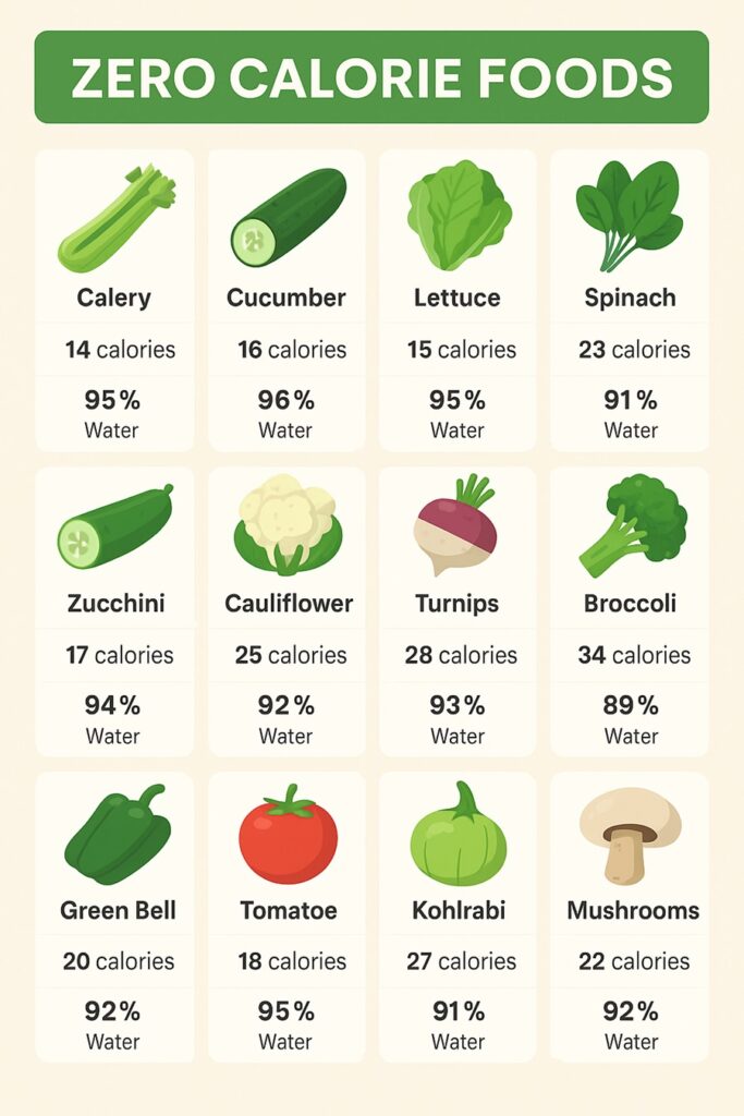 Zero Calorie Foods List (2025 Update): What You Can Really Eat Without ...